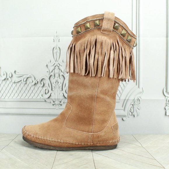 ZIGI girl | Shoes | Zigi Girls Shake Brown Suede Fringe Studded Midcalf ...